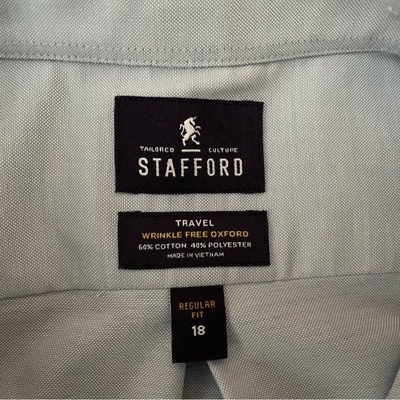 Stafford | Shirts | Mens Stafford Light Blue Button Down Short Sleeve Dress Shirt Neck 8 | Poshmark